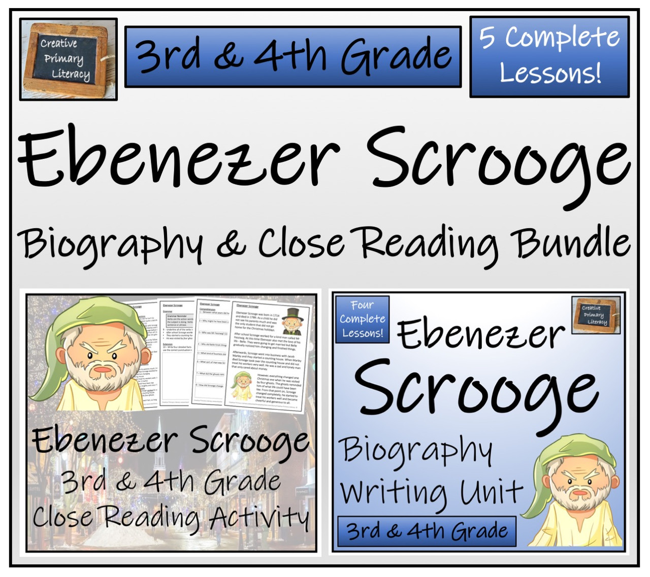 Ebenezer Scrooge - 3rd & 4th Grade Close Read & Biography Writing ...