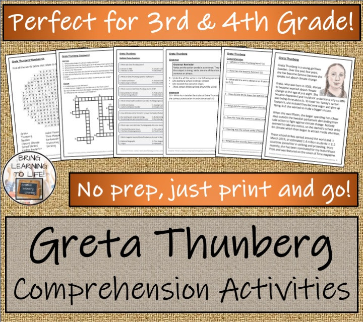 Greta Thunberg Close Reading Comprehension Activities | 3rd Grade & 4th ...