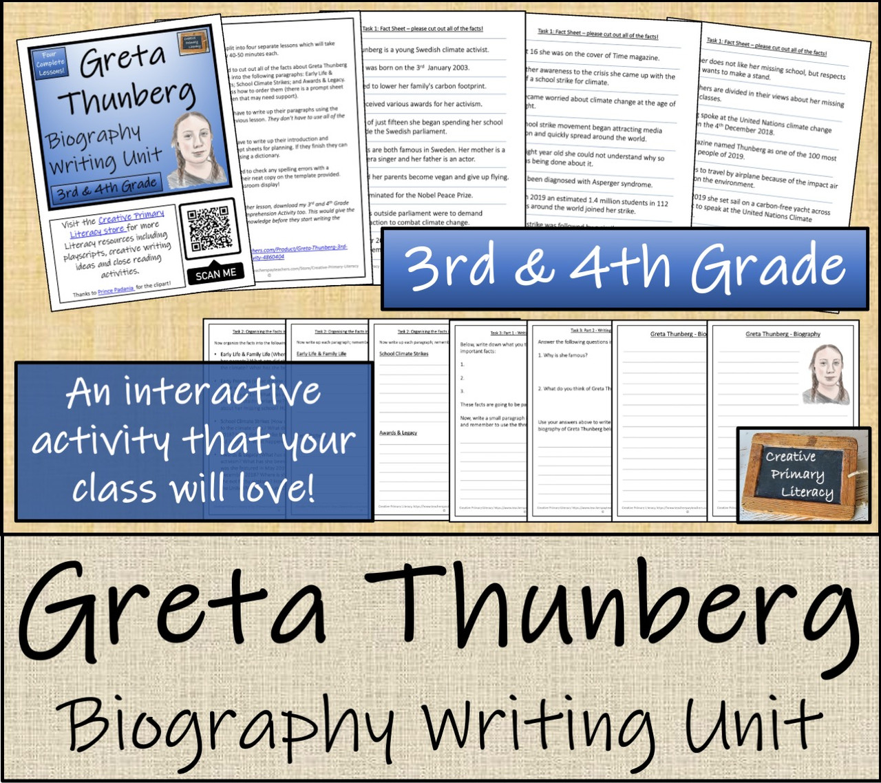 Greta Thunberg Biography Writing Unit | 3rd Grade & 4th Grade - Amped ...