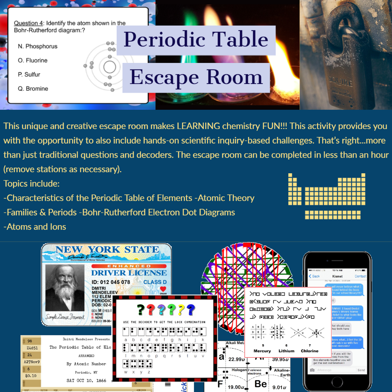 Periodic Table of Elements Chemistry Escape Room - Amped Up Learning