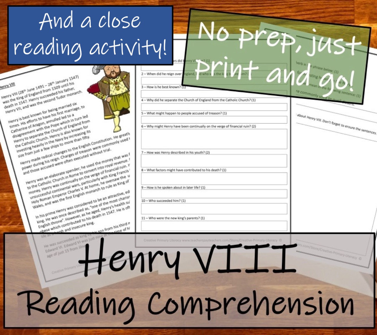Henry VIII - 5th & 6th Grade Close Read & Biography Writing - Amped Up ...