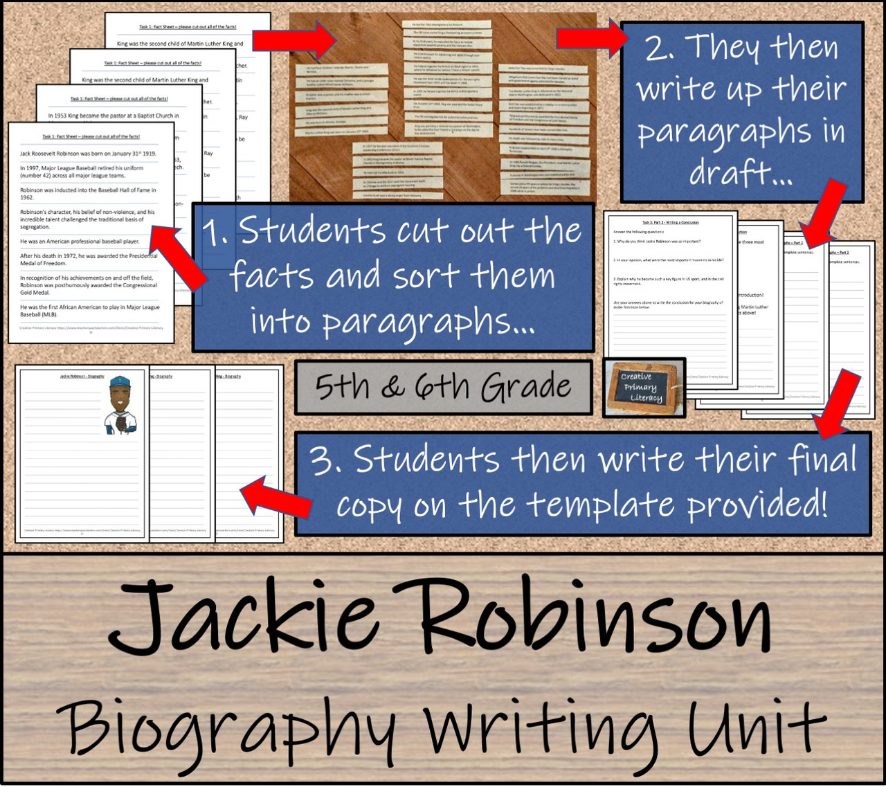 Jackie Robinson Biography Writing Unit | 5th Grade & 6th Grade - Amped ...