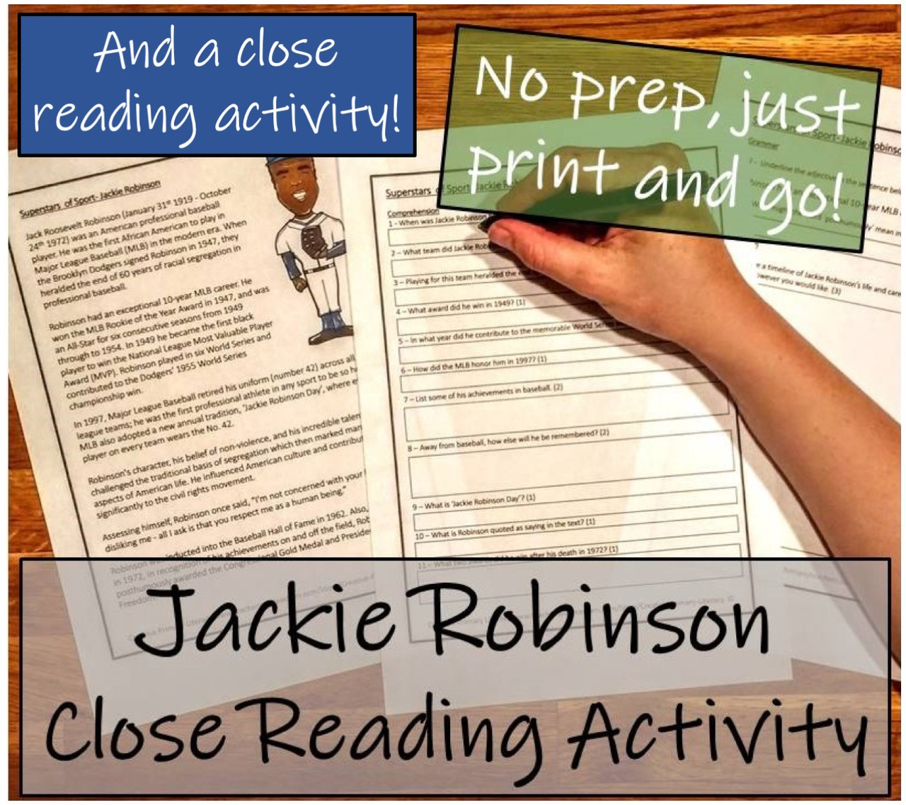 Jackie Robinson - 5th & 6th Grade Close Read & Biography Writing Bundle ...