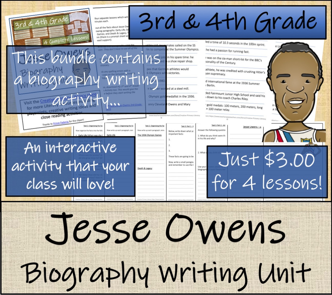 Jesse Owens - 3rd & 4th Grade Close Read & Biography Writing Bundle ...