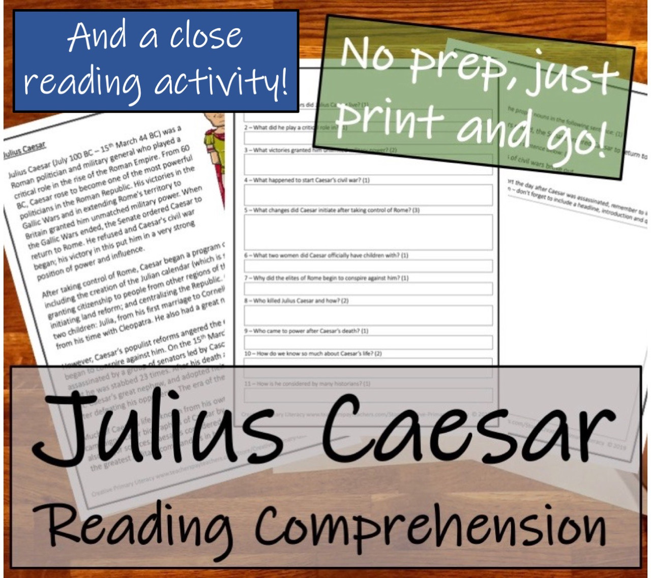 Julius Caesar - 5th & 6th Grade Close Read & Biography Writing Bundle ...