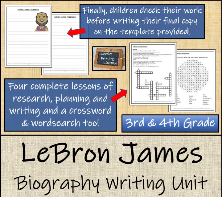 LeBron James Biography Writing Unit | 3rd Grade & 4th Grade - Amped Up ...