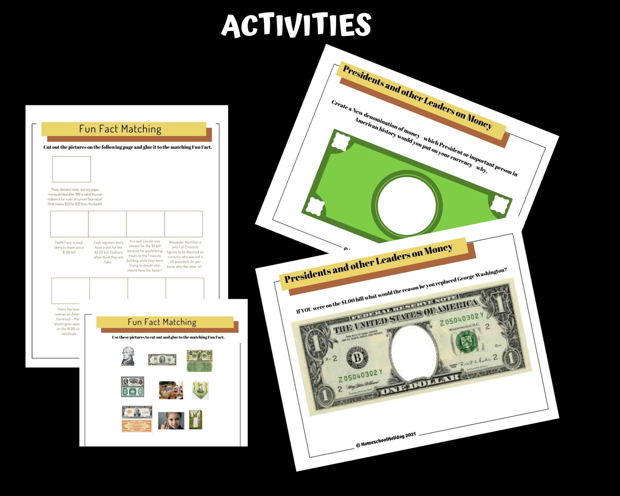 Presidents on Paper Money Slide Presentation and Guided Notes