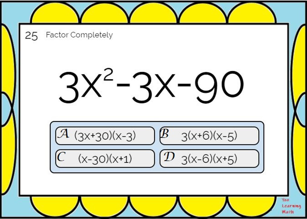 Simplifying and Factoring Polynomials: Google Forms Quiz - 31 Problems ...