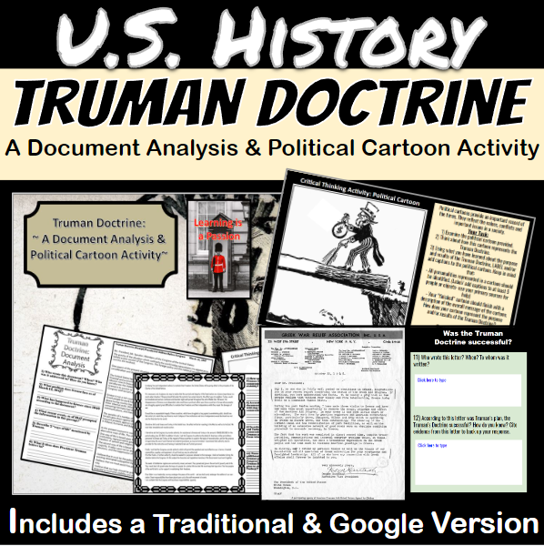 Cold War | Truman Doctrine | Document Analysis & Political Cartoon ...