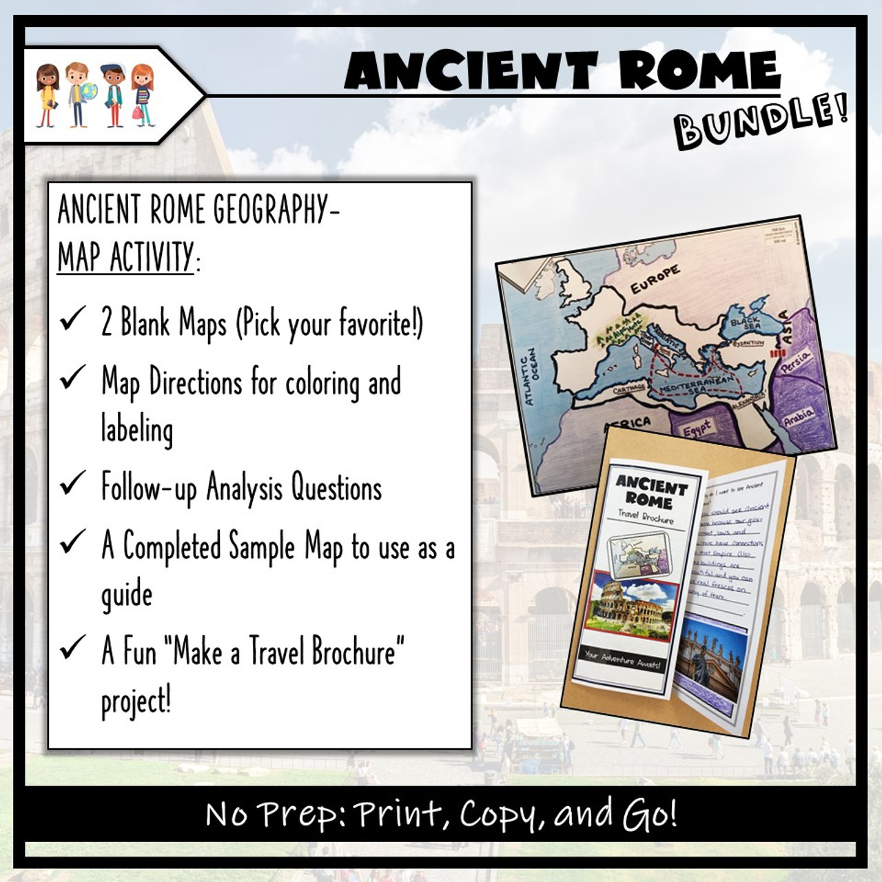 Ancient Rome Map Activity, Reading Comprehension, and Bio's Research ...