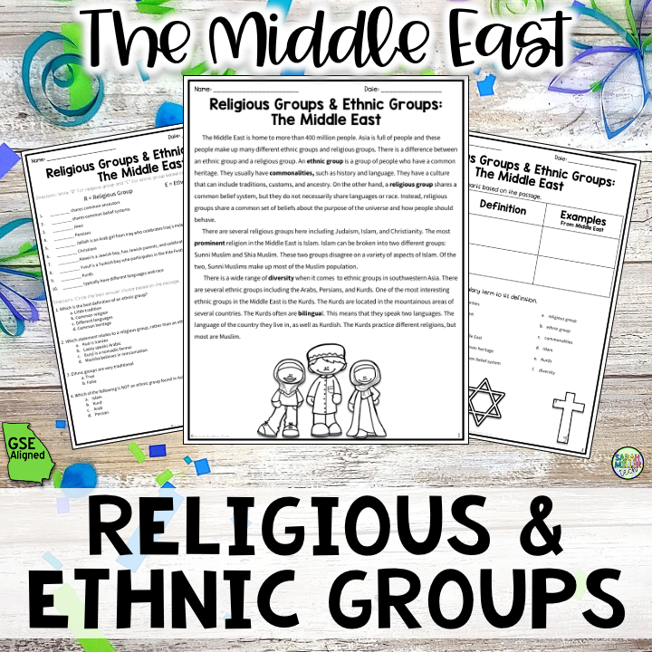 Religions and Ethnic Groups in Middle East Reading Packet (SS7G8a ...