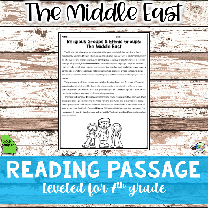 Religions and Ethnic Groups in Middle East Reading Packet (SS7G8a ...