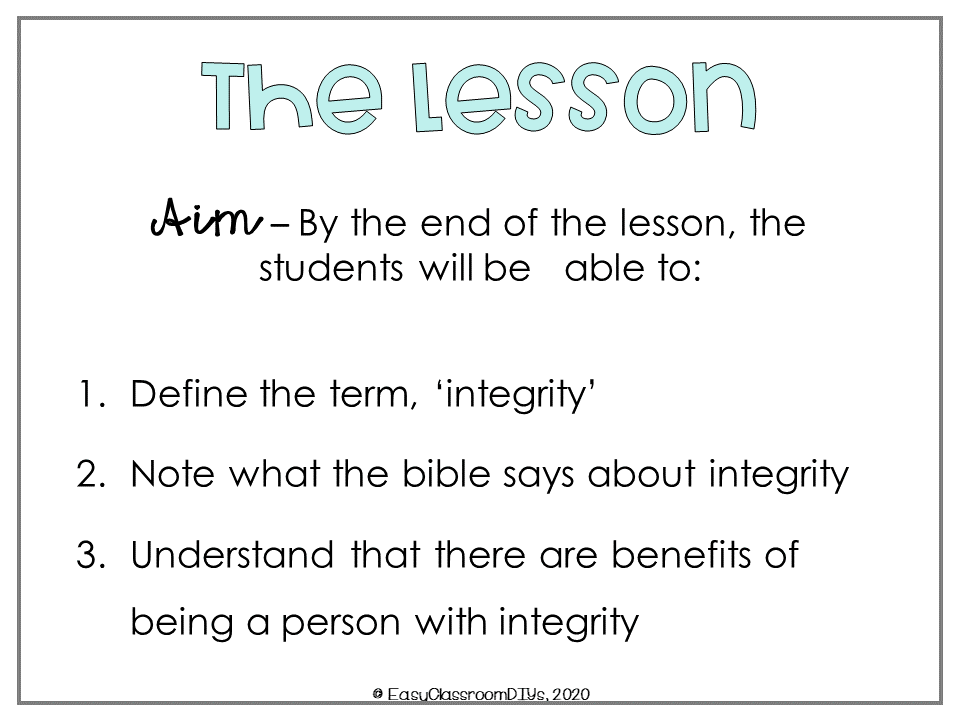 Integrity, A Sunday School Lesson - FREE - Amped Up Learning