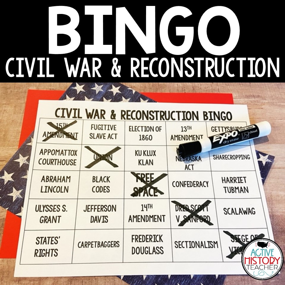 Civil War and Reconstruction Bingo - STAAR Review - Amped Up Learning