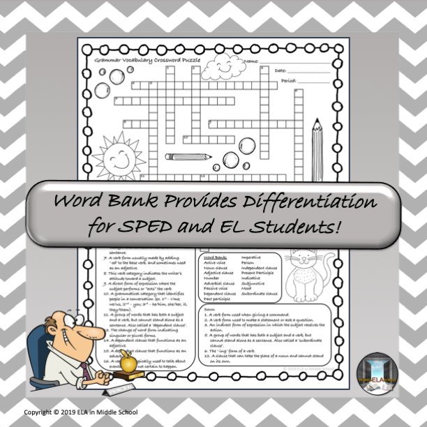 Grammar Crosswords (and Doodles!) 3 Verb Structure and Clauses - Amped ...