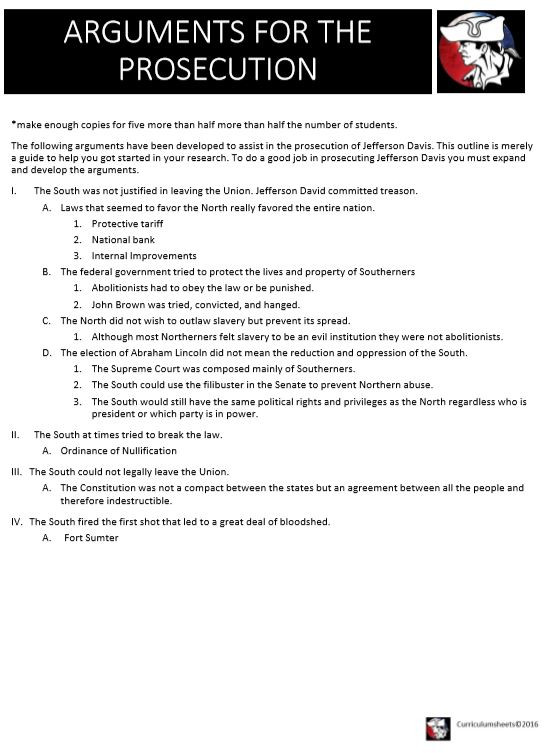 (Civil War) The Trial of Jefferson Davis (Classroom Mock Trial) - Amped ...