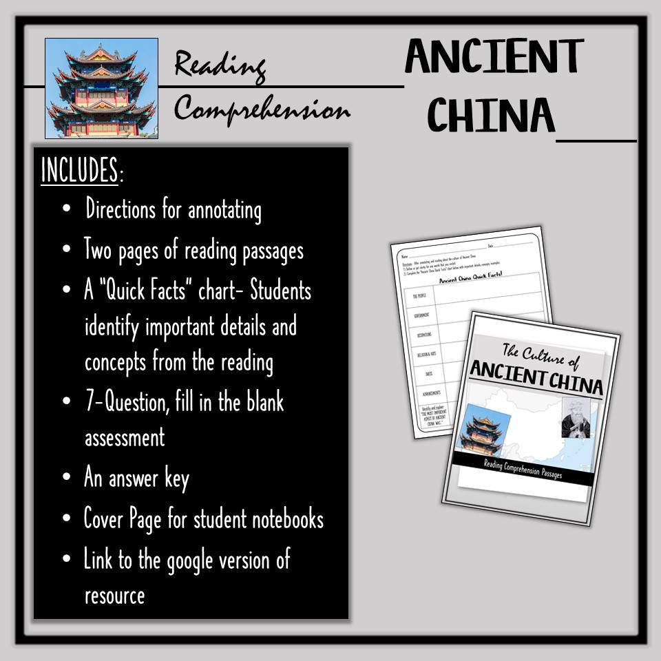 Ancient China Reading Comprehension- The Culture of China! - Amped Up ...