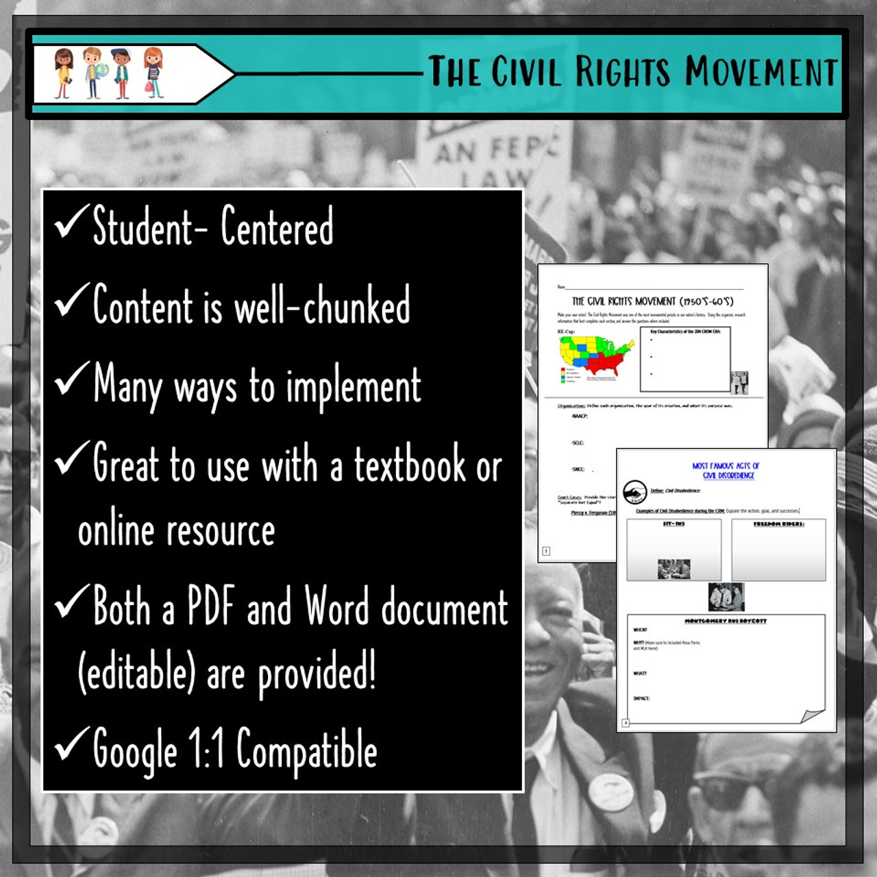 CIVIL RIGHTS MOVEMENT Notes & Research Activity: Distance Learning!