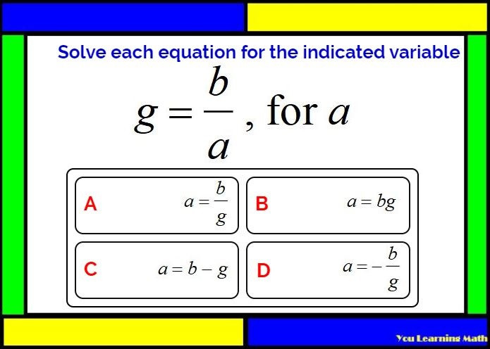 Rewriting Literal Equations: Google Forms Quiz -20 Problems - Amped Up ...