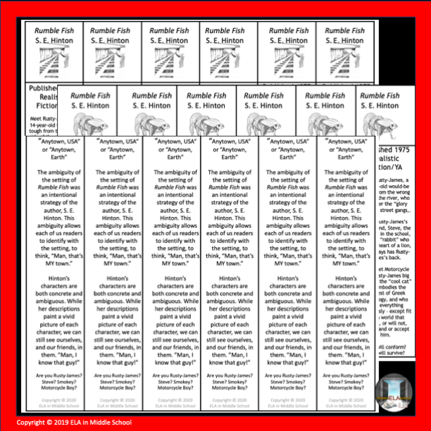 Unofficial Bookmarks to Accompany S. E. Hinton's Rumble Fish - Amped Up ...
