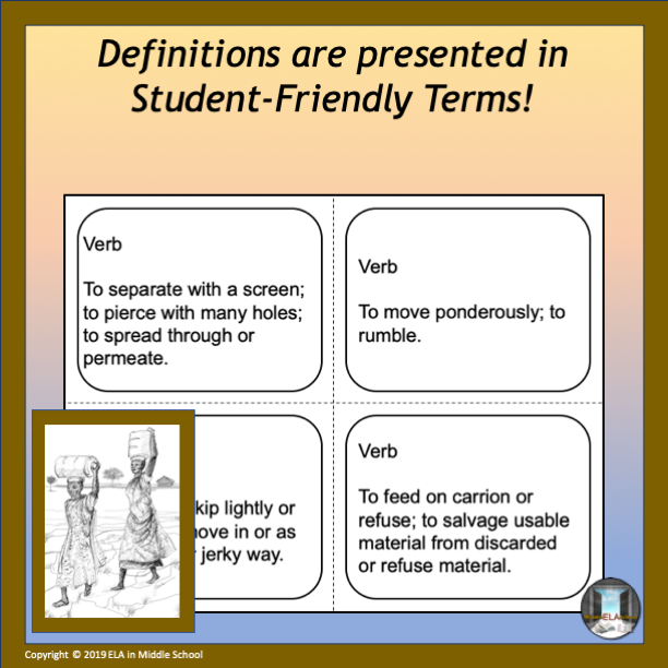 A Long Walk to Water Vocabulary Flashcards and Word Wall Set 3 - Amped ...