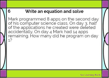 Two-Step Equation Word Problems - 20 Task Cards - Amped Up Learning