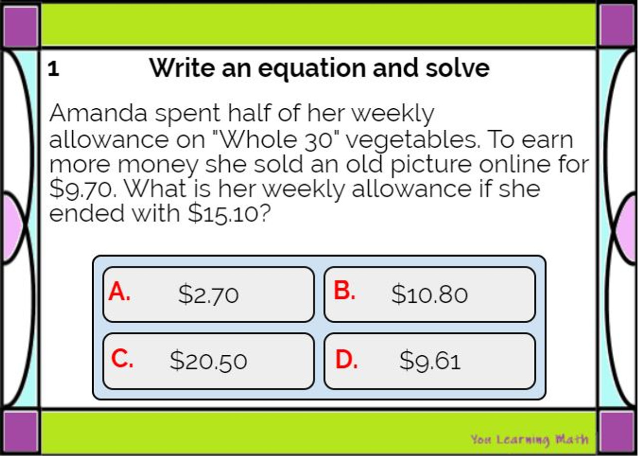 Two-Step Equation Word Problems: Digital BOOM Cards 20 Problems - Amped ...