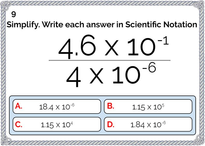 Operations with Numbers in Scientific Notation: Digital BOOM Cards 20 ...