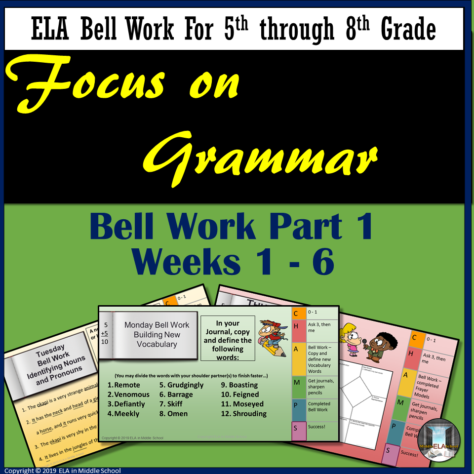 Focus on Grammar Bell Work or Bell Ringers - Part 1 Remote Ready ...