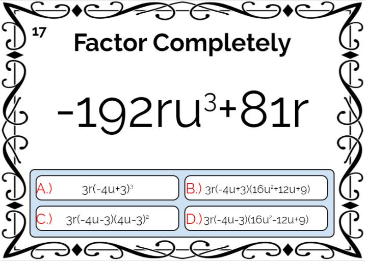 Factoring Sums and Differences of Cubes: Digital BOOM Cards - 20 ...