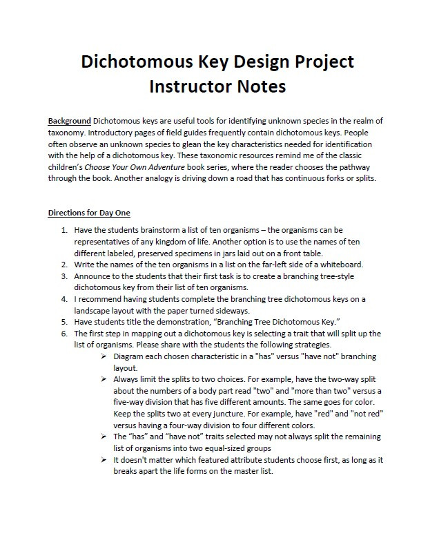 Two-Day Dichotomous Key Taxonomy Project for Biology - Amped Up Learning