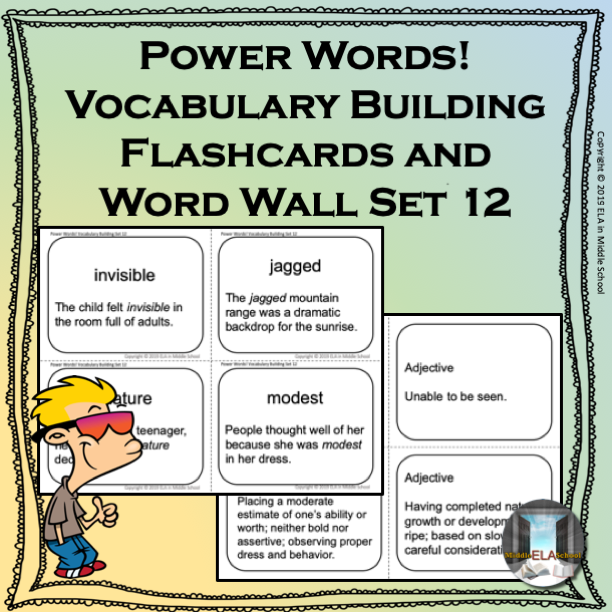Power Words! Vocabulary Building Flashcards and Word Wall Set 12 ...