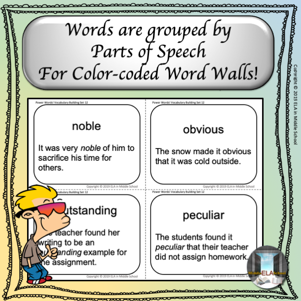 Power Words! Vocabulary Building Flashcards and Word Wall Set 12 ...