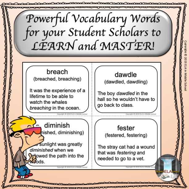 Power Words! Vocabulary Building Flashcards and Word Wall Introductory ...