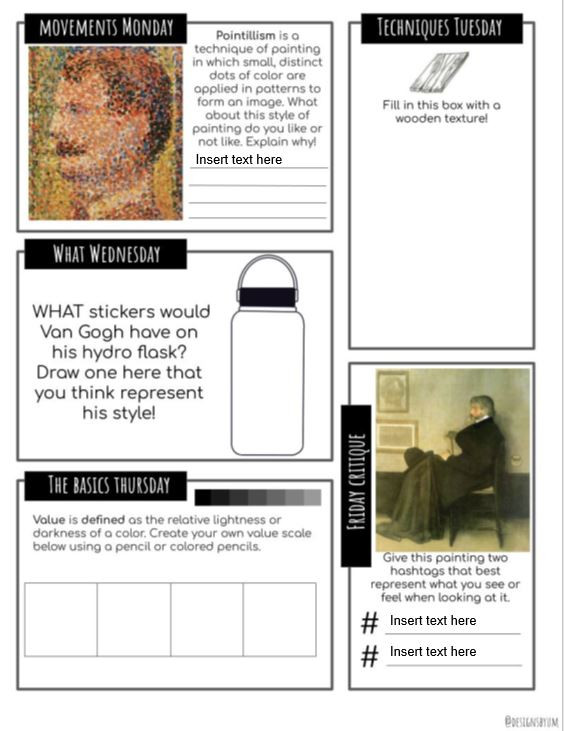 "Digital Learning: Art Packet" covers 16 weeks worth of material ...