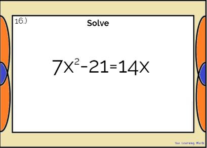 Solving Quadratic Equations by Completing the Square: Task Cards - 20 ...