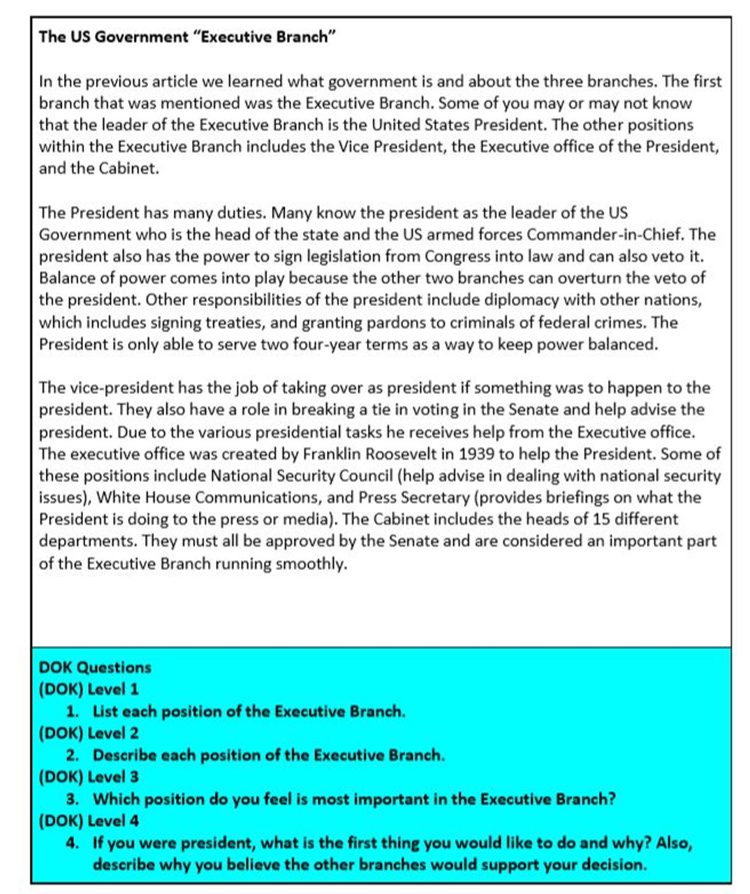 Intro to US Government DBQ - Amped Up Learning