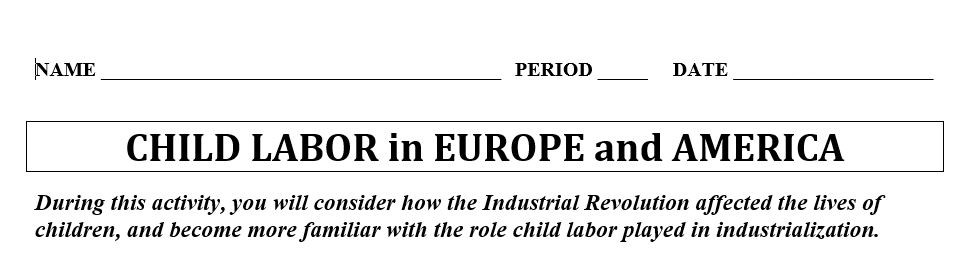 Child Labor Writing Activity - Amped Up Learning