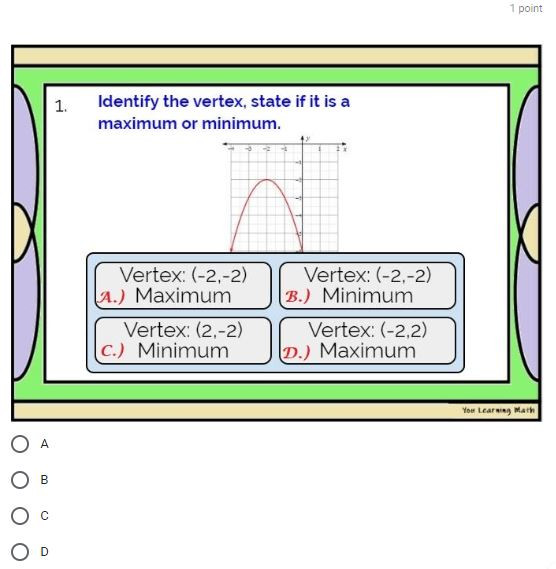 Quadratic Graphs and their Properties - GOOGLE Forms Quiz- 20 Problems ...