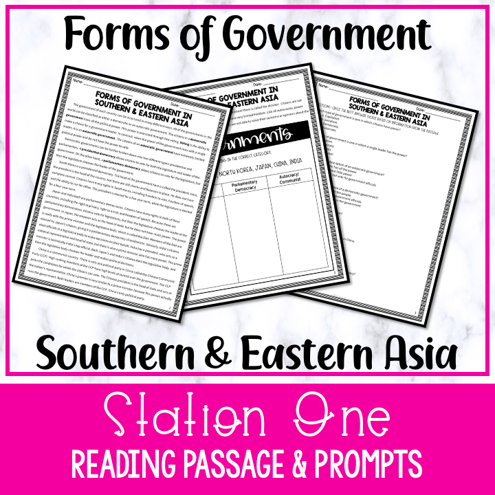 Government in Southern & Eastern Asia Stations Activities (SS7CG4 ...