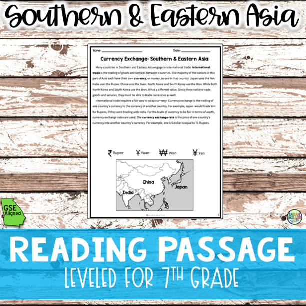 Currency Exchange in Southern & Eastern Asia Reading Packet (SS7E8 ...