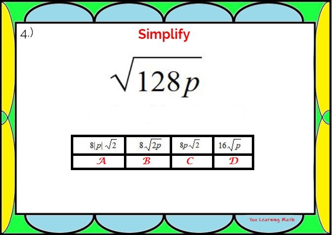 Simplifying Radicals: GOOGLE Forms Quiz - 20 Problems - Amped Up Learning