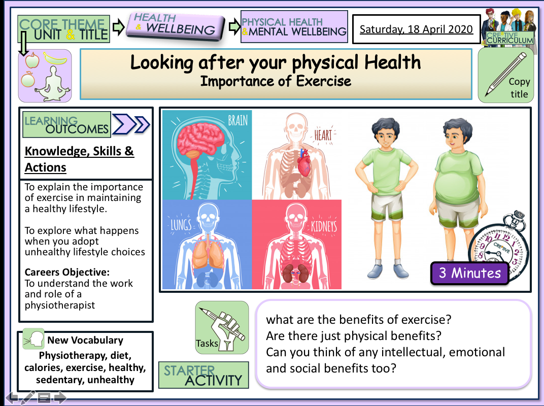 Physical Health and Wellbeing Lesson - Amped Up Learning