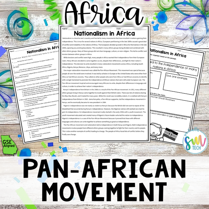 Pan-African & Nationalism Movements in Africa Reading Packet (SS7H1b ...