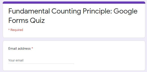 Fundamental Counting Principle: GOOOGLE Forms Quiz - 20 Problems ...