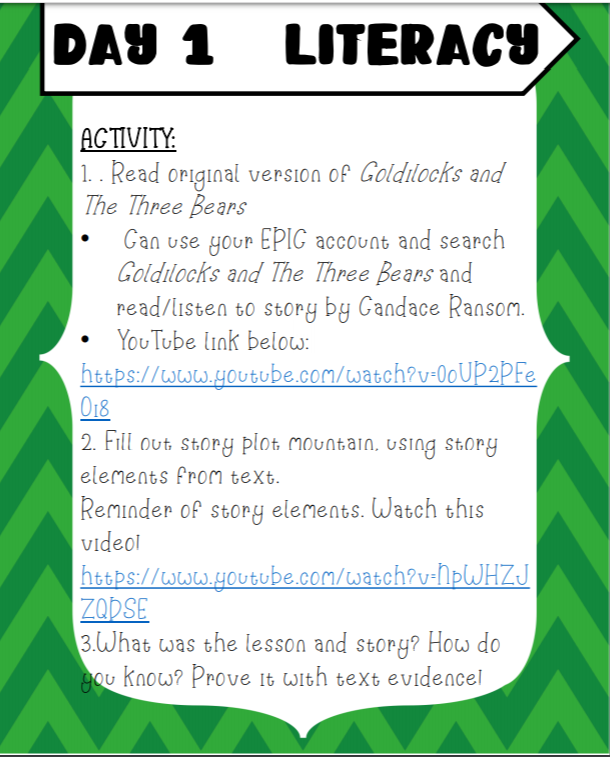 3rd Grade Literacy Activities Week 1 - Amped Up Learning