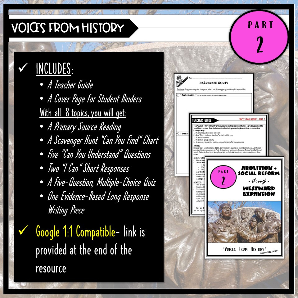 US History DISTANCE LEARNING- Primary Source Reading Skills! (Part 2: ...