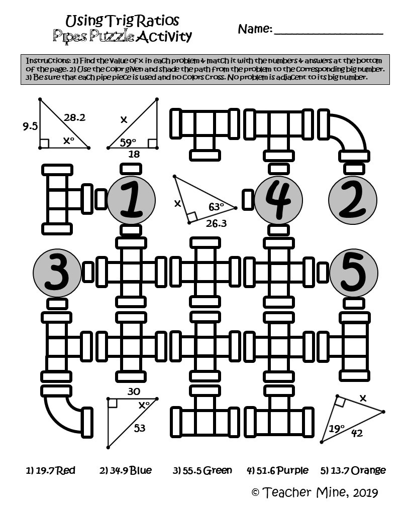 Using Trig Ratios - Pipes Puzzle Activity - Amped Up Learning