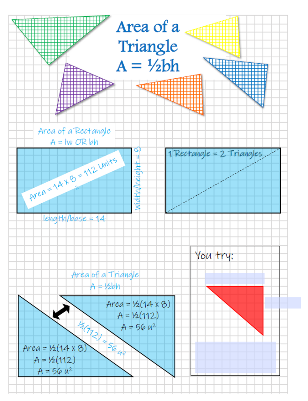 Area of a Triangle instructional video & editable notes - FREE