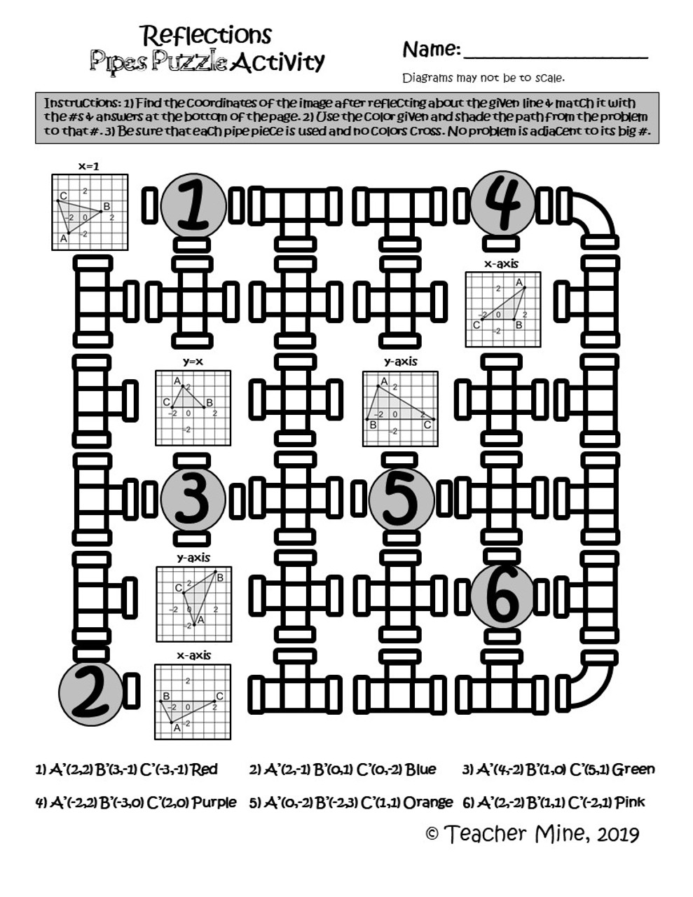 reflections coloring page answer key